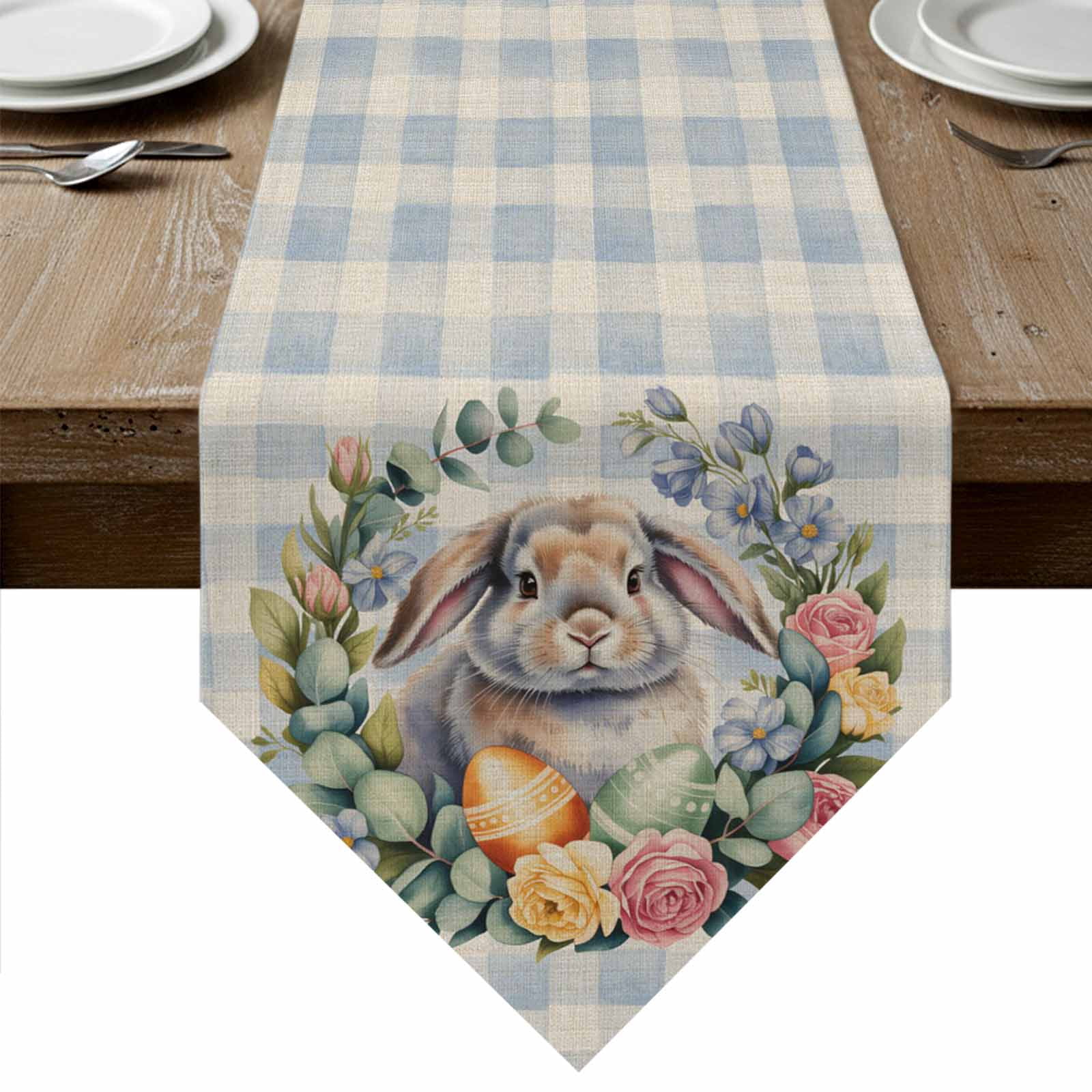 Easter Bunny Table Runner Linen Burlap Table Runner 120 Inches Long ...