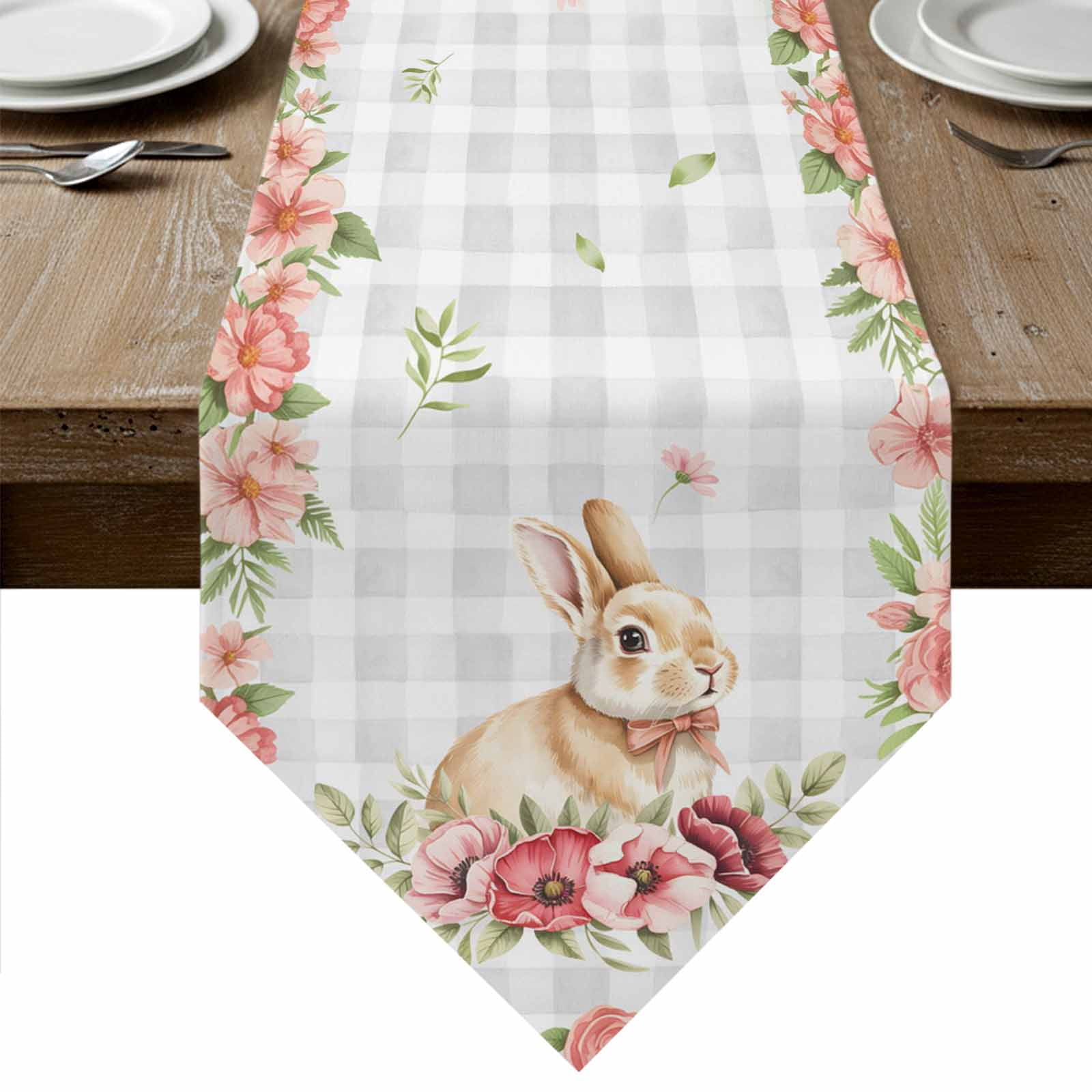 Easter Bunny Table Runner Linen Burlap Table Runner 120 Inches Long ...