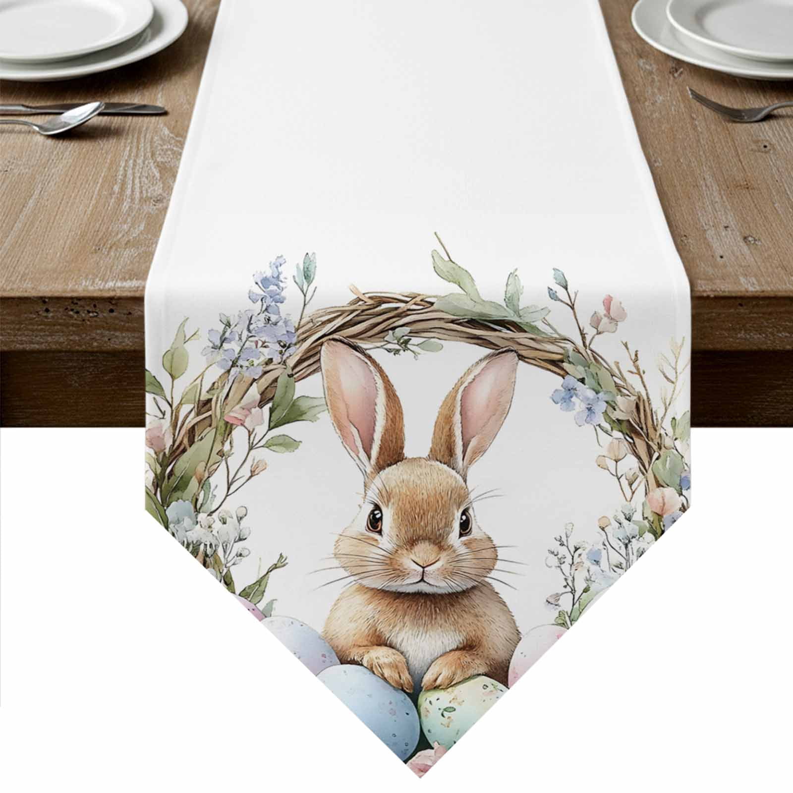 Easter Bunny Table Runner Linen Burlap Table Runner 60 Inches Long ...