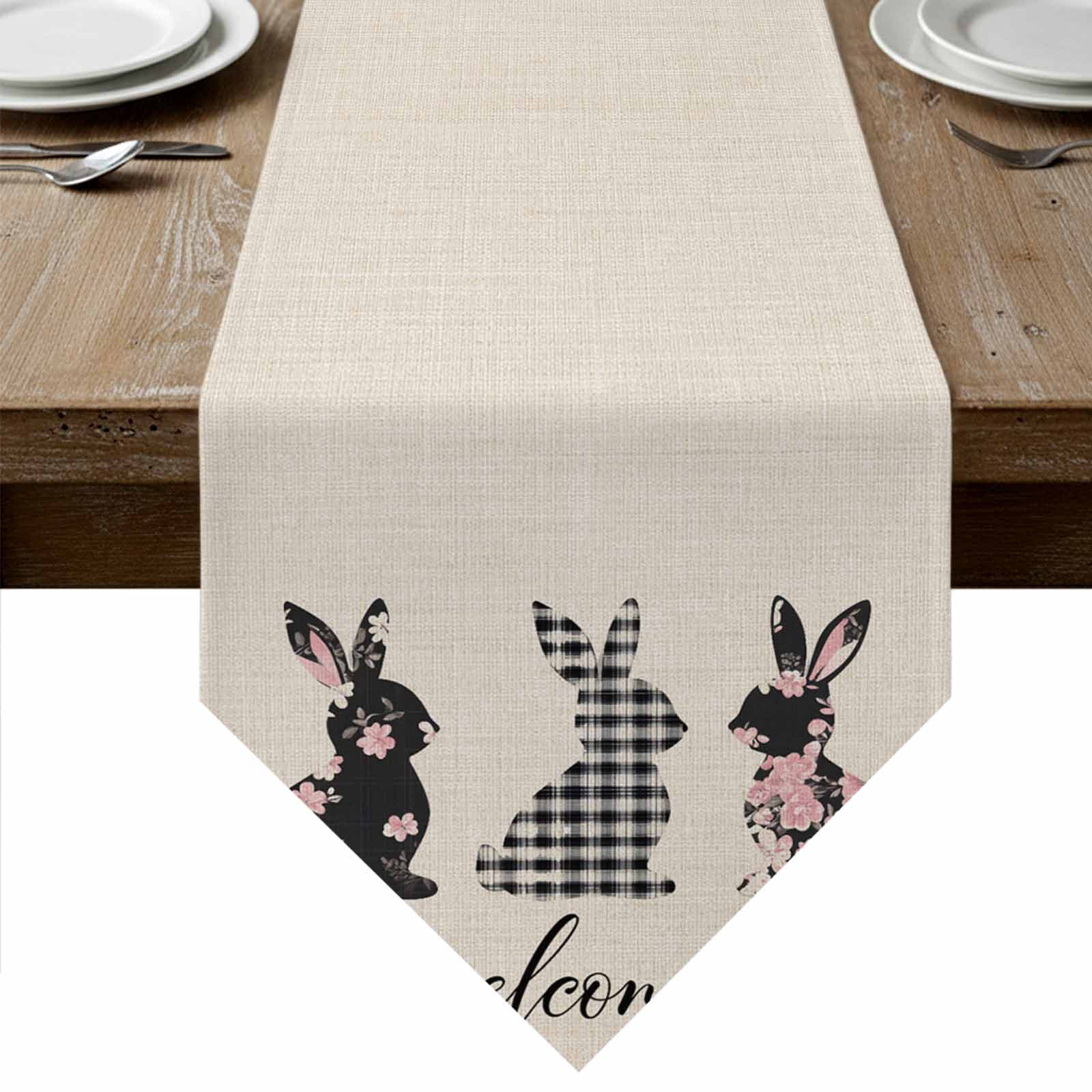 Easter Bunny Table Runner Linen Burlap Table Runner 72 Inches Long ...
