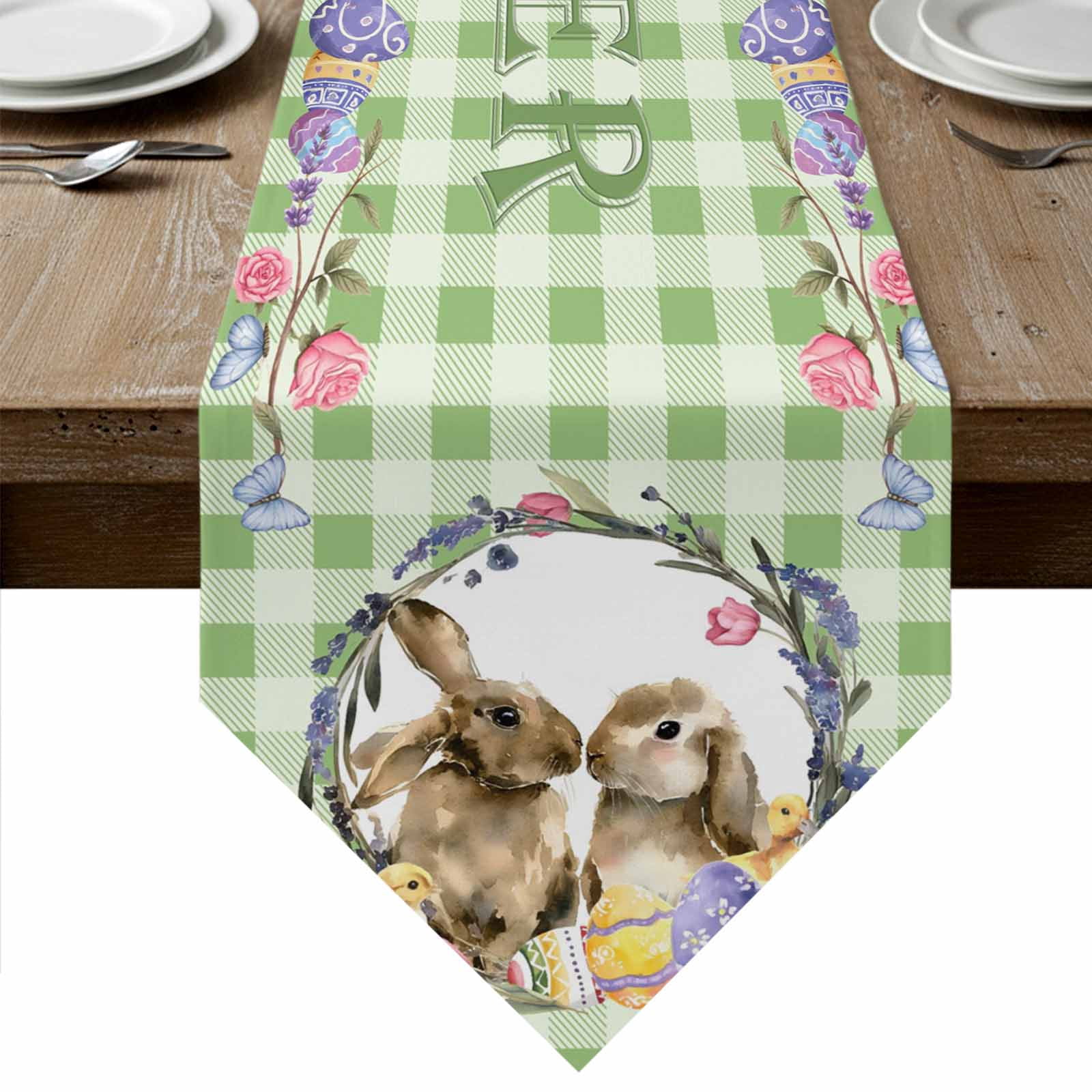 Easter Bunny Table Runner Linen Burlap Table Runner 72 Inches Long ...