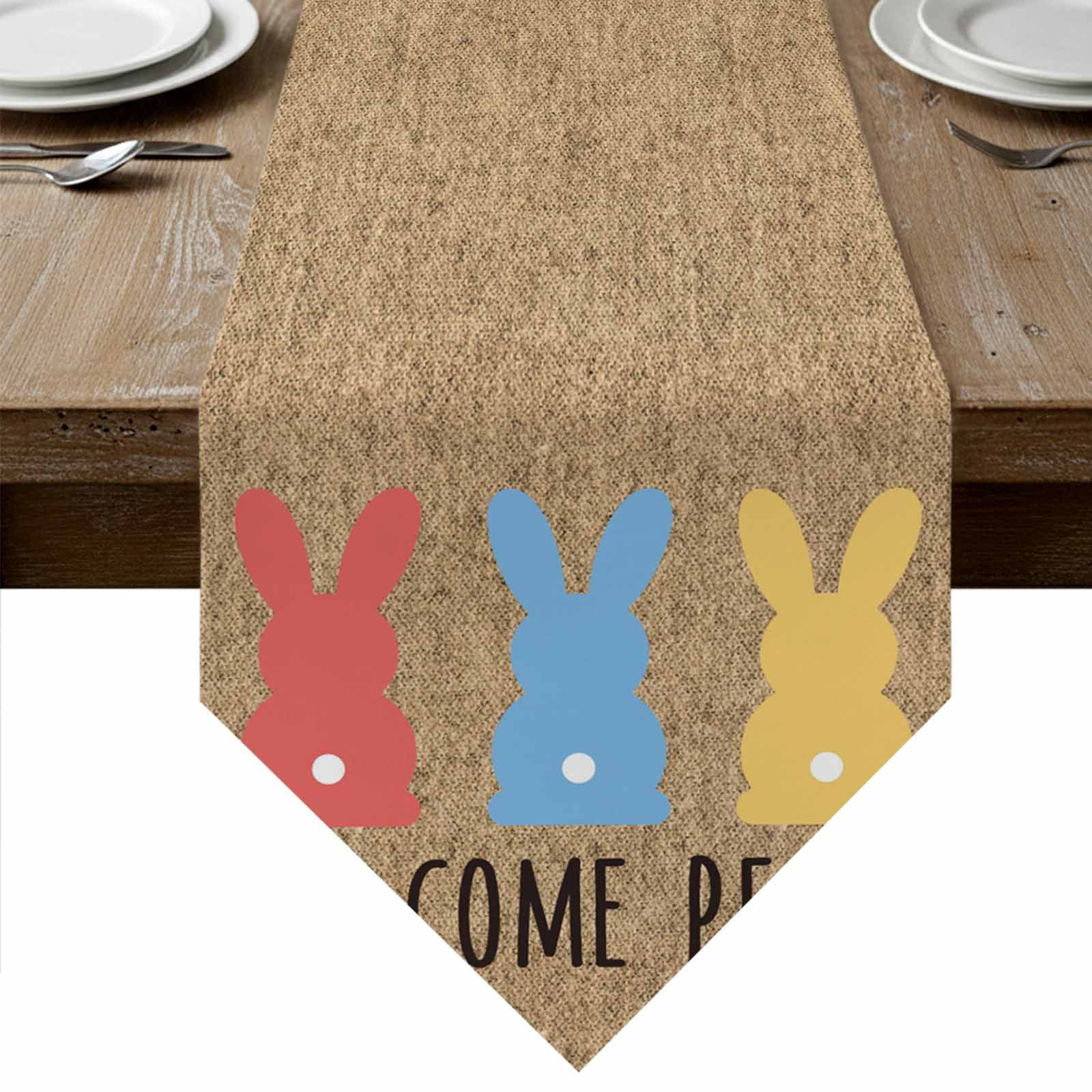 Easter Bunny Table Runner Linen Burlap Table Runner 72 Inches Long ...