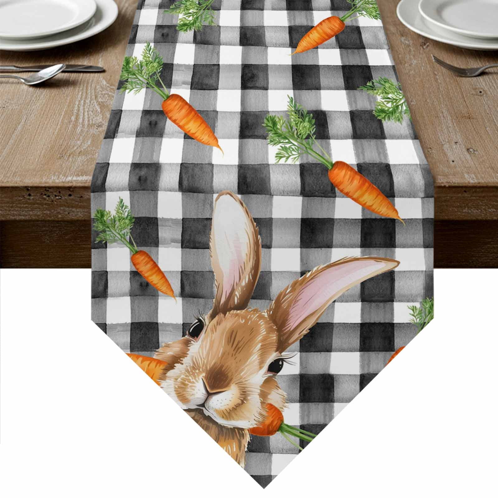 Easter Bunny Table Runner Linen Burlap Table Runner 72 Inches Long ...