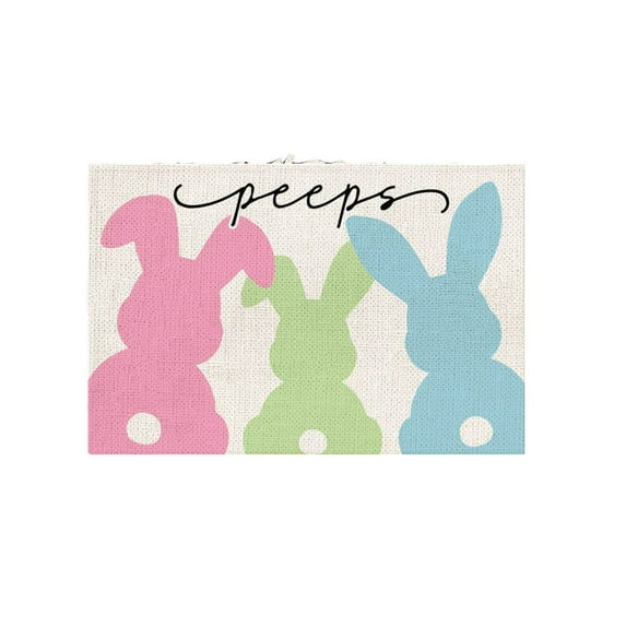 Easter Bunny Table Runner Linen Mat for Spring Party Decor, Dining ...