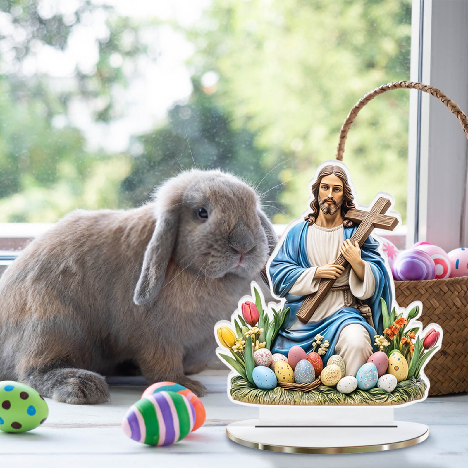 Easter Bunny Table Setting, Acrylic Holiday Decor for Bookshelf and ...