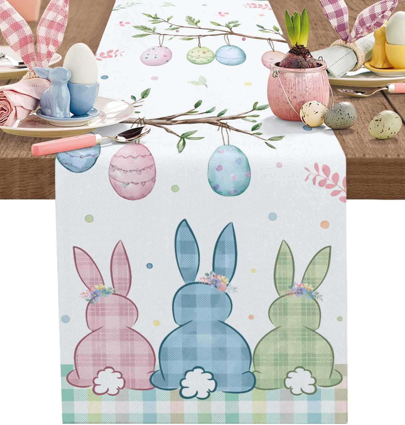 Easter Bunny Tail Table Runners 72inches Long, Washable Table Runner ...