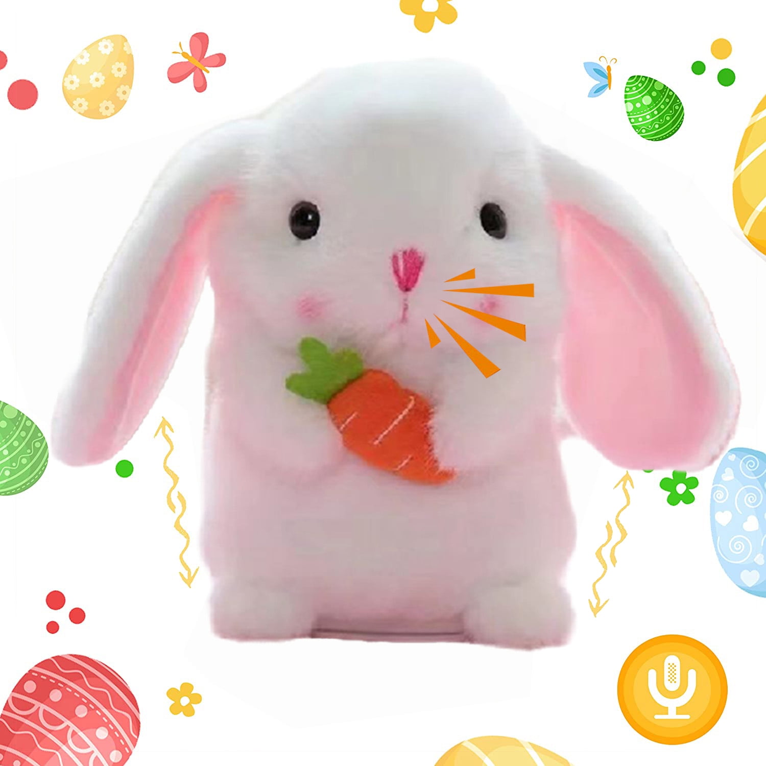 Easter Bunny Talking Rabbit Repeats What You Say Robot Plush Stuffed ...