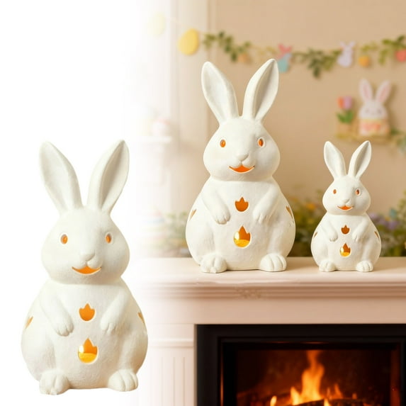 Easter Bunny Tealight Candleholder, Small Resin Rabbit Figurine Candle ...
