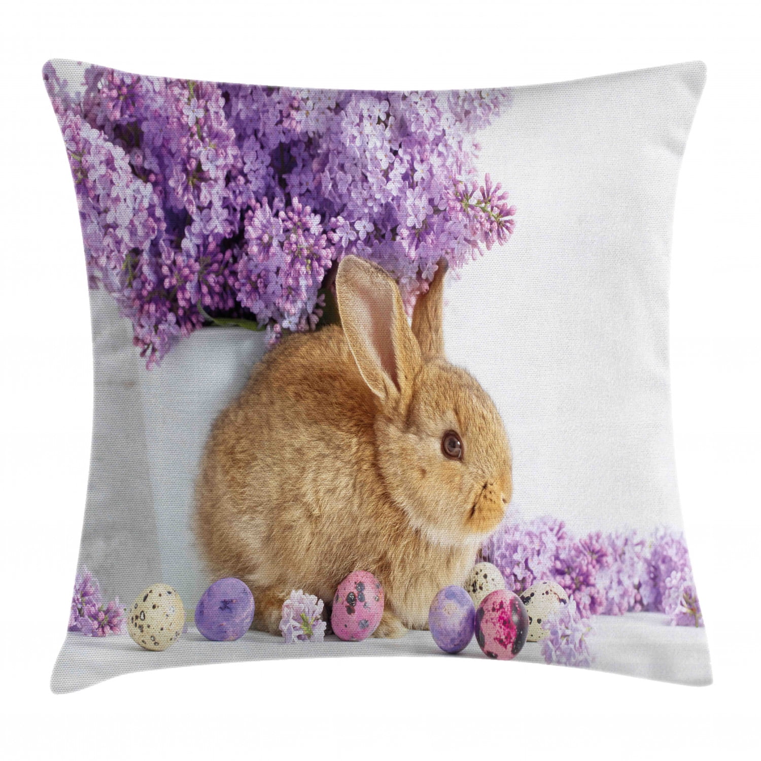 Easter Bunny Throw Pillow Cushion Cover, Photo of Beautiful Rabbit with ...