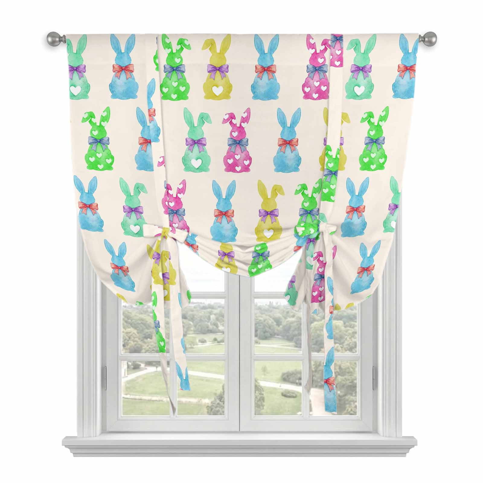 Easter Bunny Tie Up Curtains for Windows, Balloon Window Shades ...