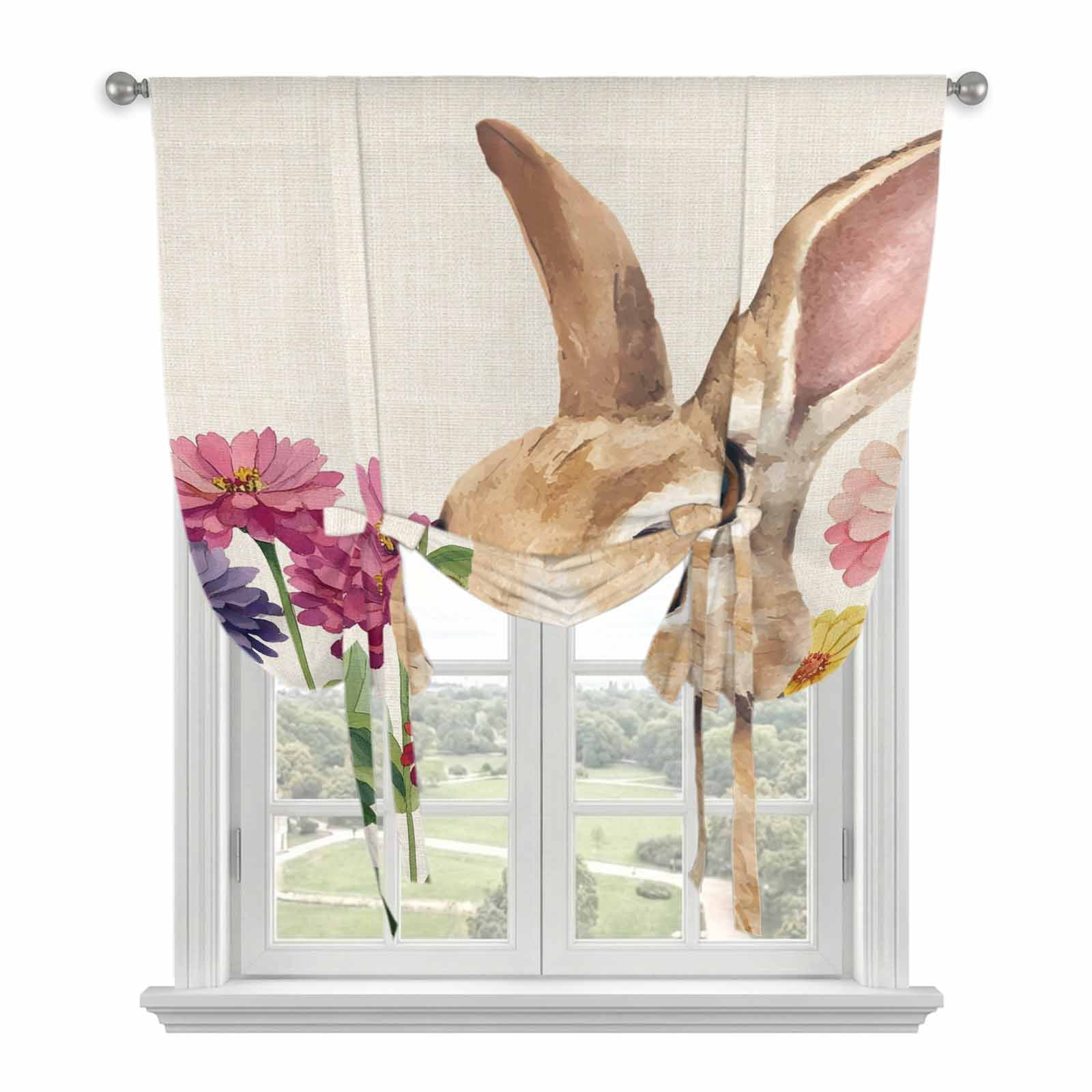 Easter Bunny Tie Up Curtains for Windows, Balloon Window Shades, Spring ...