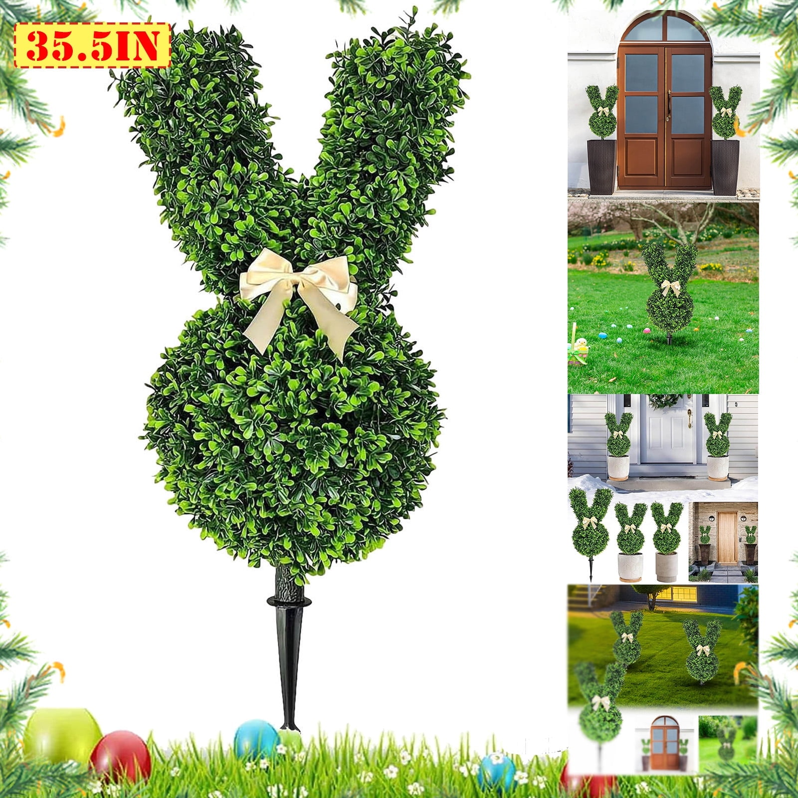 Easter Bunny Topiary, 2025 Easter Green Artificial Bunny-Shaped Topiary ...