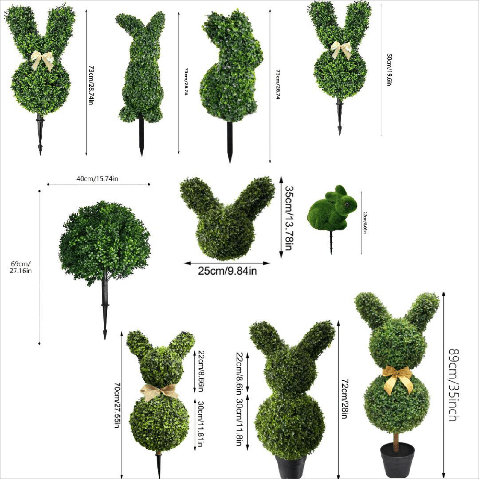 Easter Bunny Topiary, 28.74" Green Artificial Bunny-Shaped Topiary Tree ...