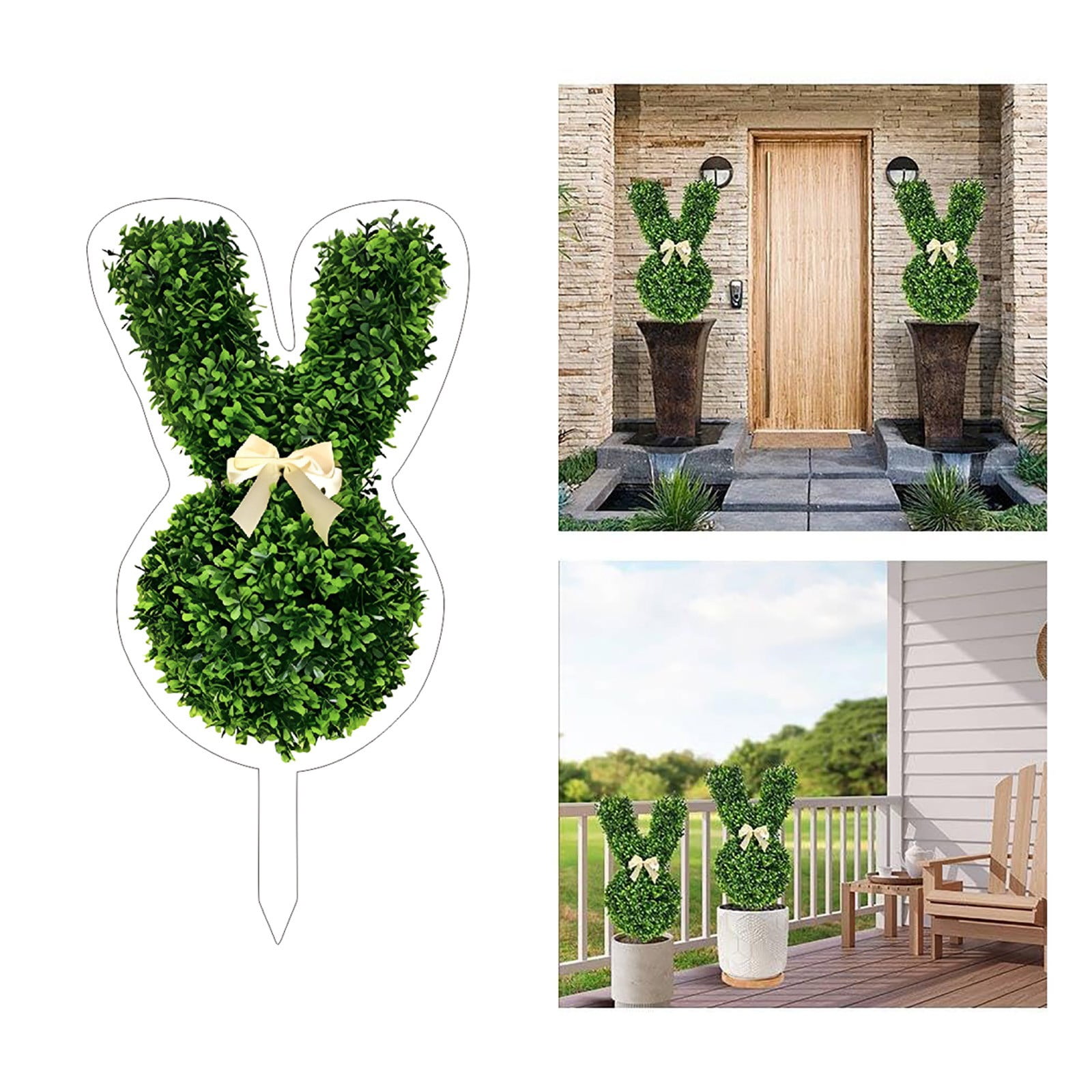Easter Bunny Topiary 2D Acrylic Floor Insert, Green Artificial Bunny ...