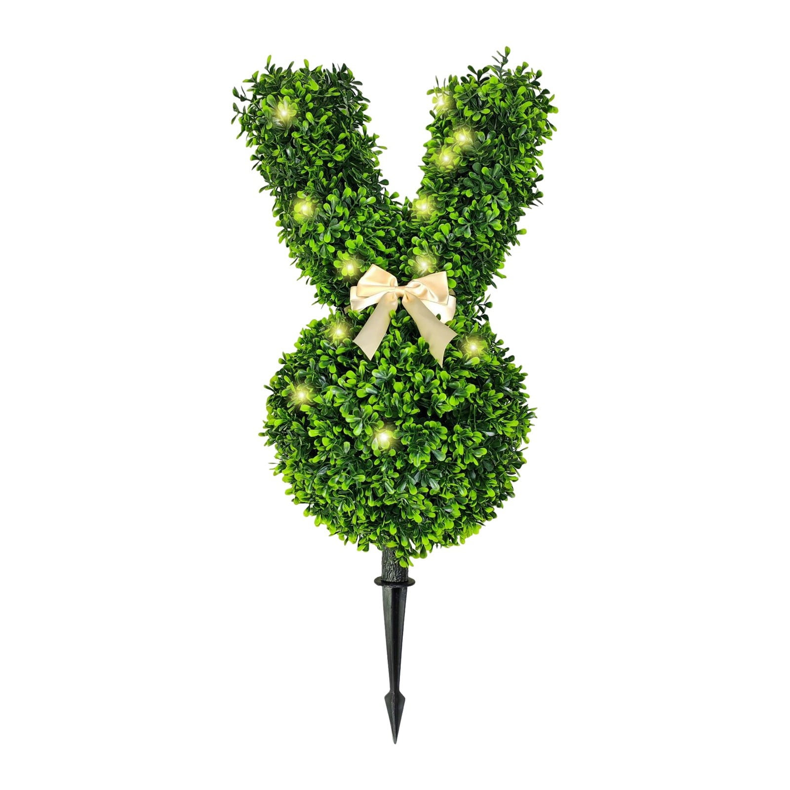 Easter Bunny Topiary with Lights, 28 inch Green Artificial Bunny-Shaped ...