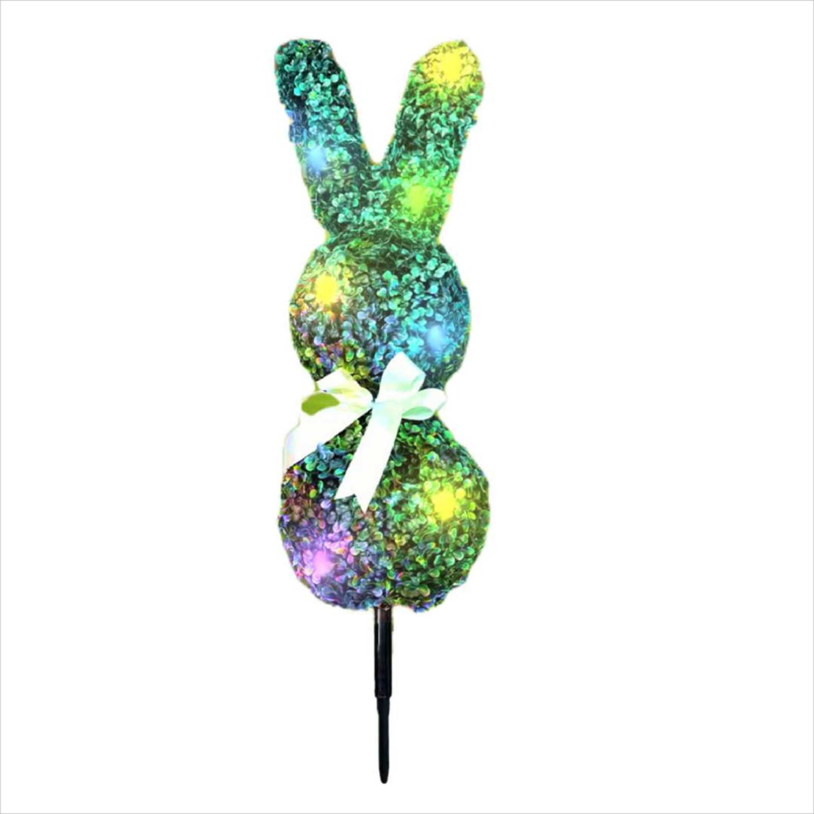 Easter Bunny Topiary with String Lights, 3 Ft - Green Artificial Bunny ...