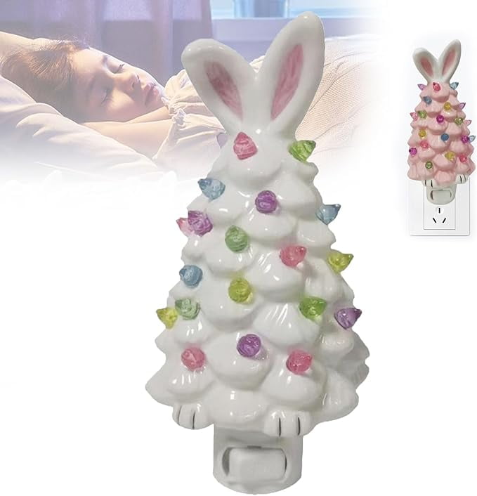 Easter Bunny Tree, Cute Resin Easter Bunny Night Light, Easter ...