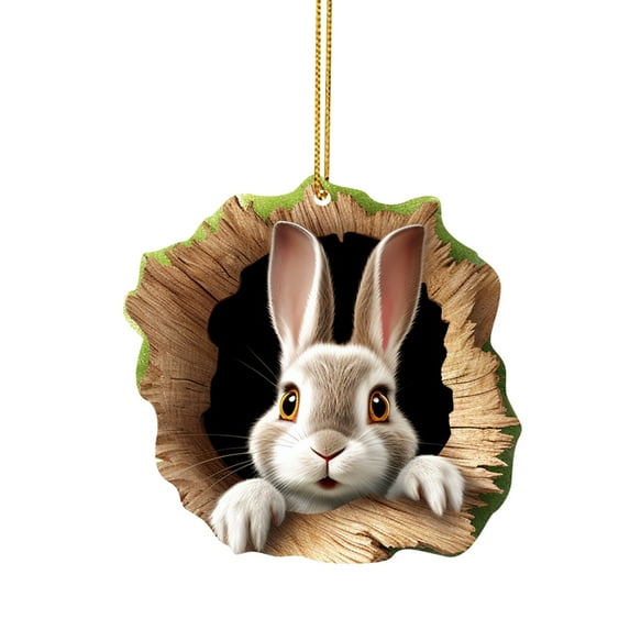 Easter Bunny Tree Hole Acrylic Pendant Easter Decoration To Spread Joy ...