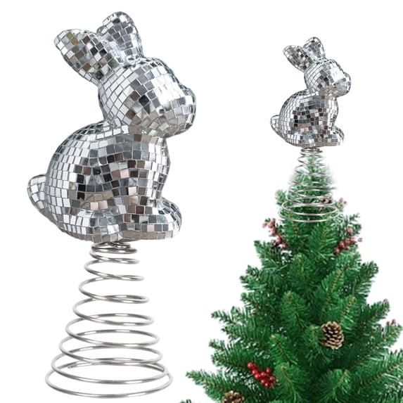 Easter Bunny Tree Topper Decoration,Disco Shiny Rabbit Ornament for ...