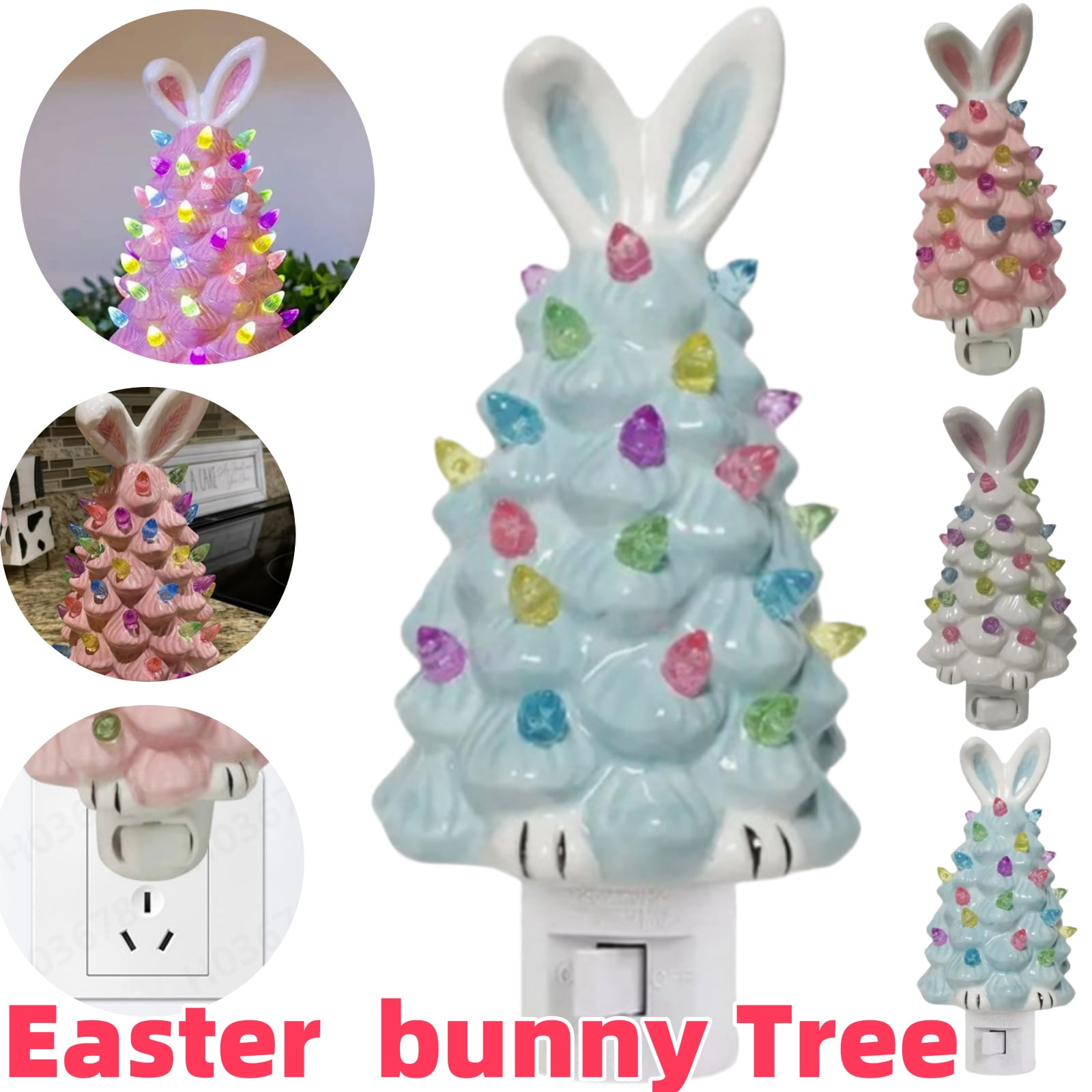Easter Bunny Tree with Lights Easter Tree Decorations Office Tabletop ...