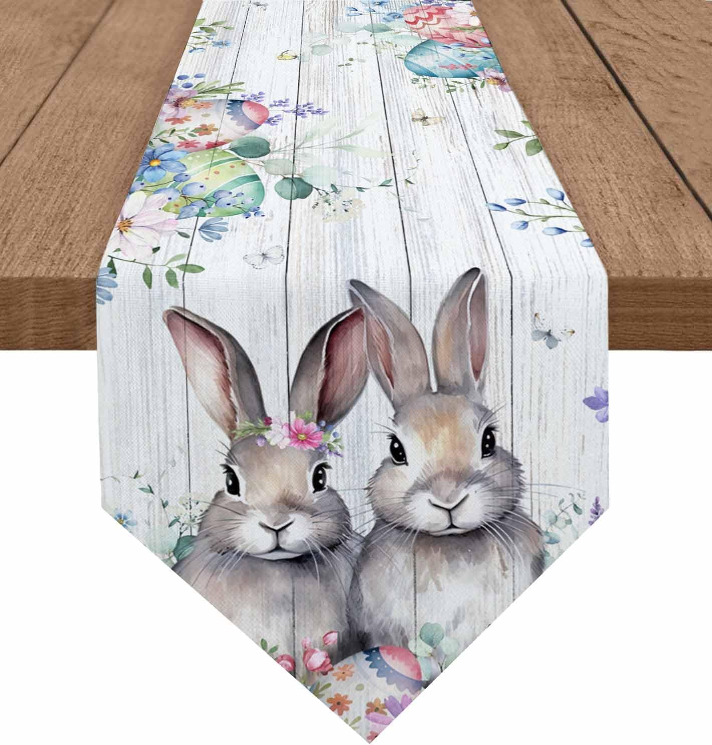 Easter Bunny Triangle Table Runners Long Dresser Scarves Table Decoration for Wedding Party ...