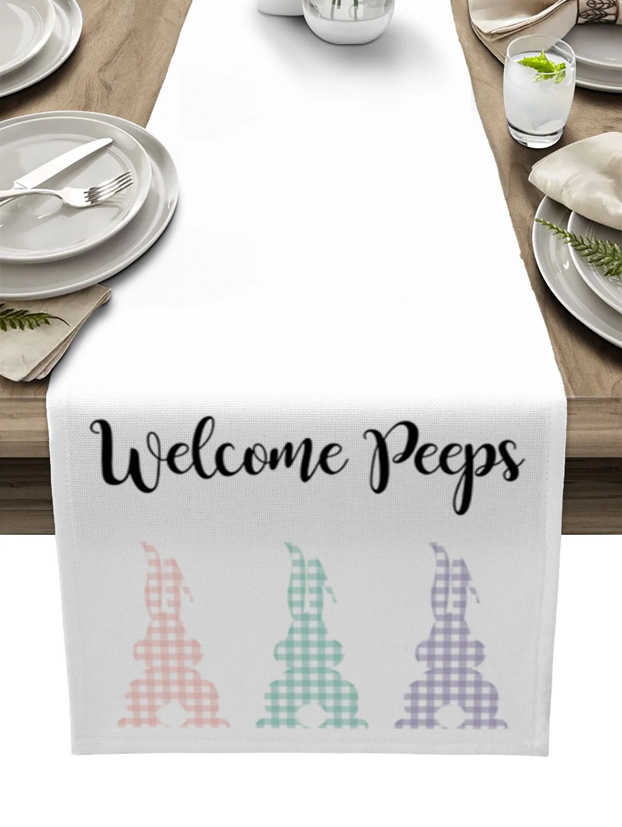 Easter Bunny Turnip Linen Texture Table Runner Wedding Decor Table ...