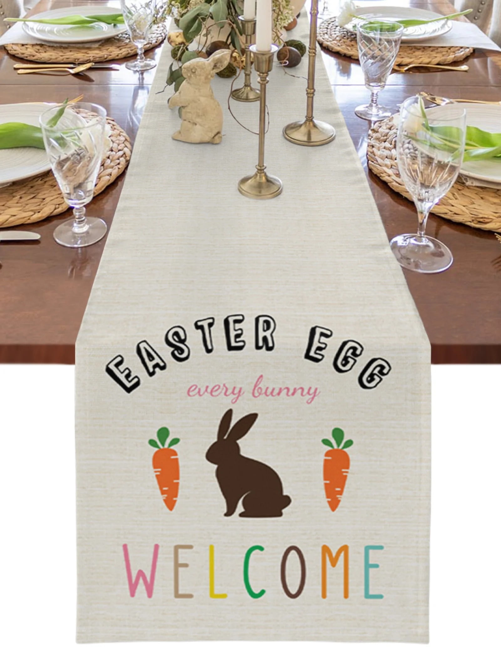 Easter Bunny Turnip Linen Texture Table Runner Wedding Decor Table ...