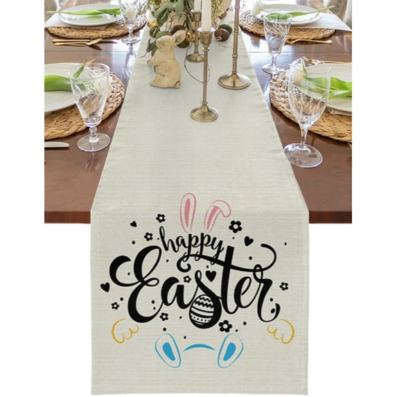 Easter Bunny Turnip Linen Texture Table Runner Wedding Decor Table ...
