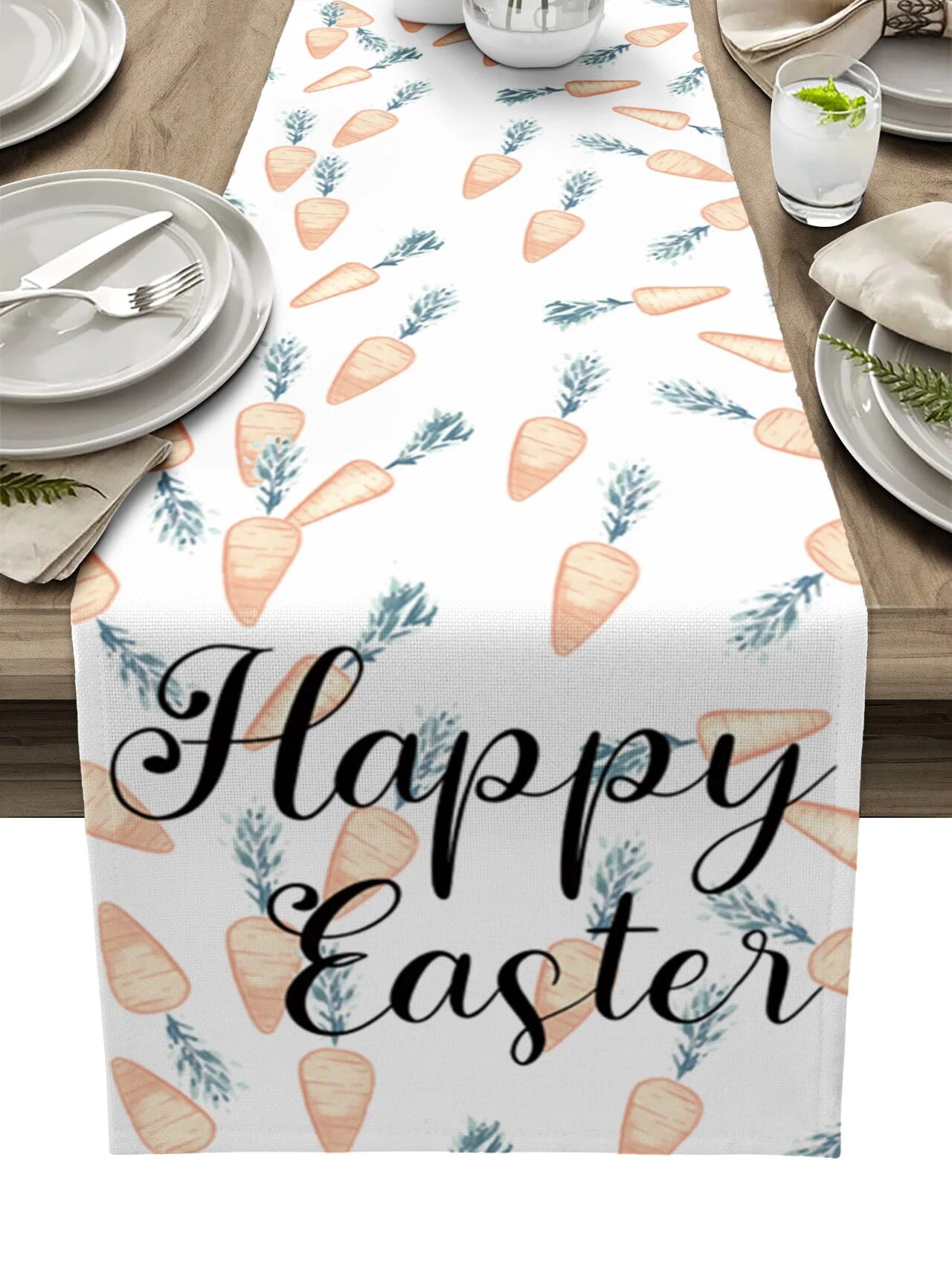 Easter Bunny Turnip Linen Texture Table Runner Wedding Decor Table ...