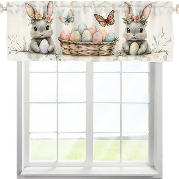Easter Bunny Valance Curtain Window Valance Treatment Decor Small ...