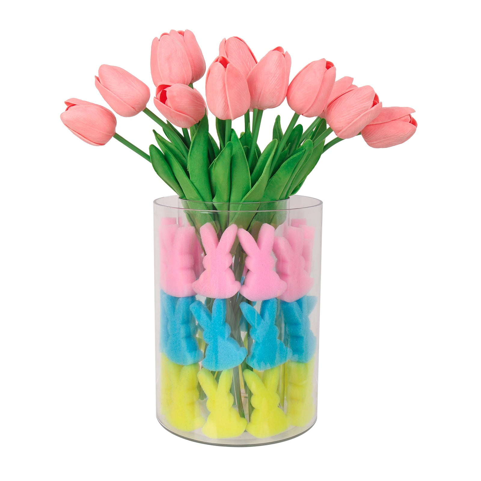 Easter Bunny Vase Filler Decorations, 15 PCS Tulips Artificial Flowers ...