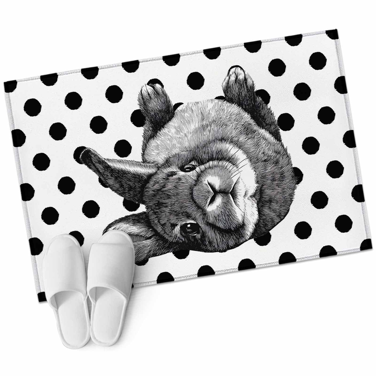 Easter Bunny Washable Area Rug 2 x 3 ft Cute Gray Rabbit Farm Country ...