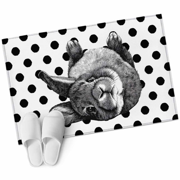 Easter Bunny Washable Area Rug 2 x 3 ft Cute Gray Rabbit Farm Country ...