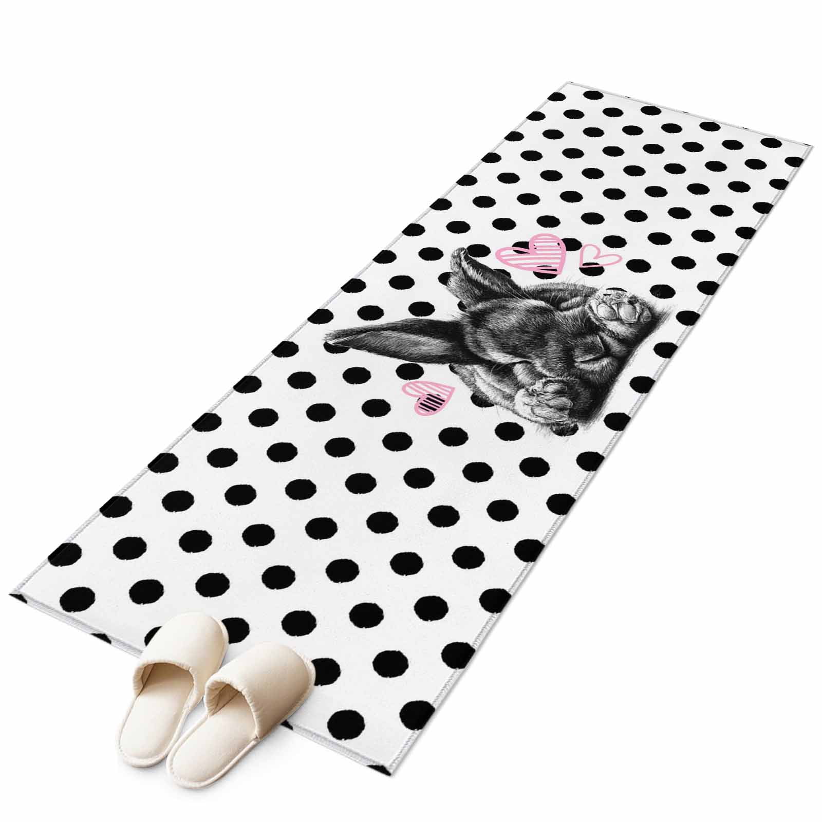 Easter Bunny Washable Area Rug 2 x 6 ft Cute Gray Rabbit Pink Heart ...