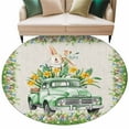 Easter Bunny Washable Round Area Rug 6 ft, Spring Rabbit on Track ...