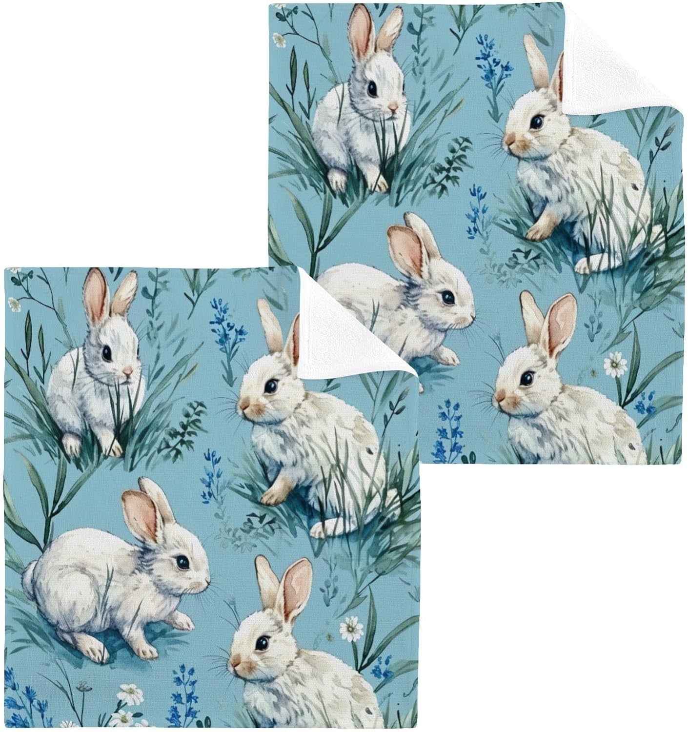 Easter Bunny Washcloths Set of 6-12 x 12 inch Pure Cotton Wash Cloth ...