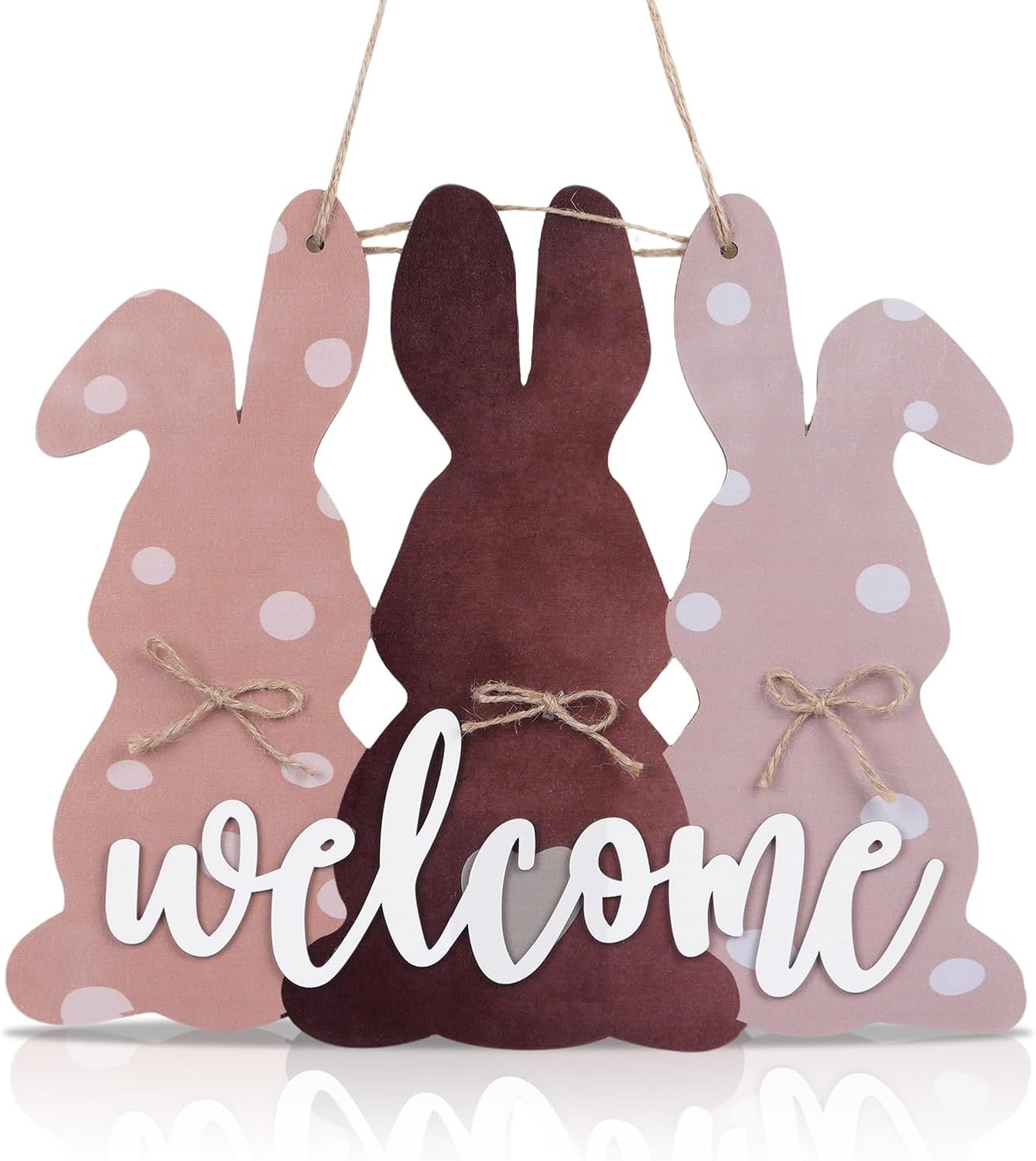 Easter Bunny Welcome Door Sign Wooden Door Decor Wreath Hanging Door ...