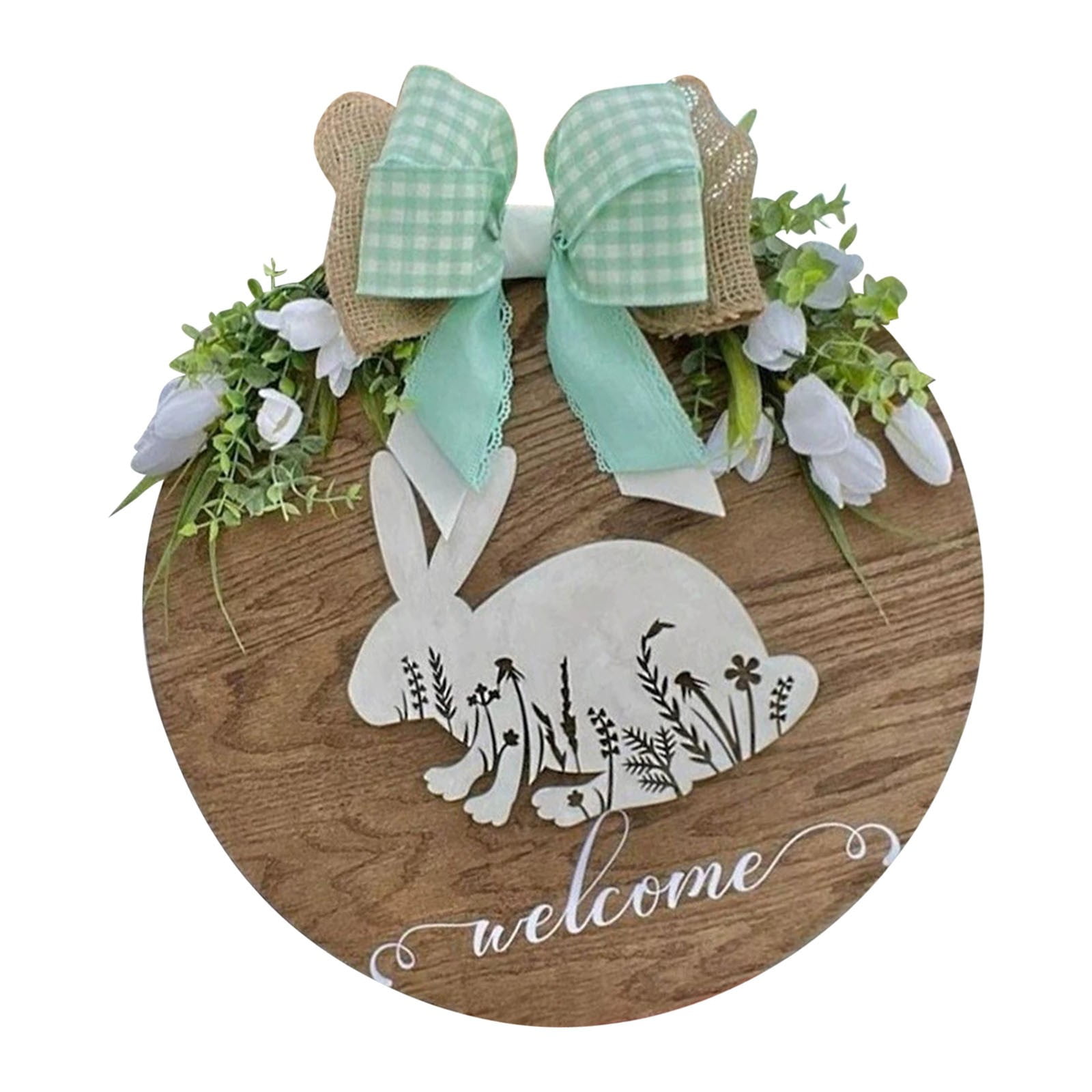 Easter Bunny Welcome Sign Doorplate Wooden Home Decor Sign - Walmart.com