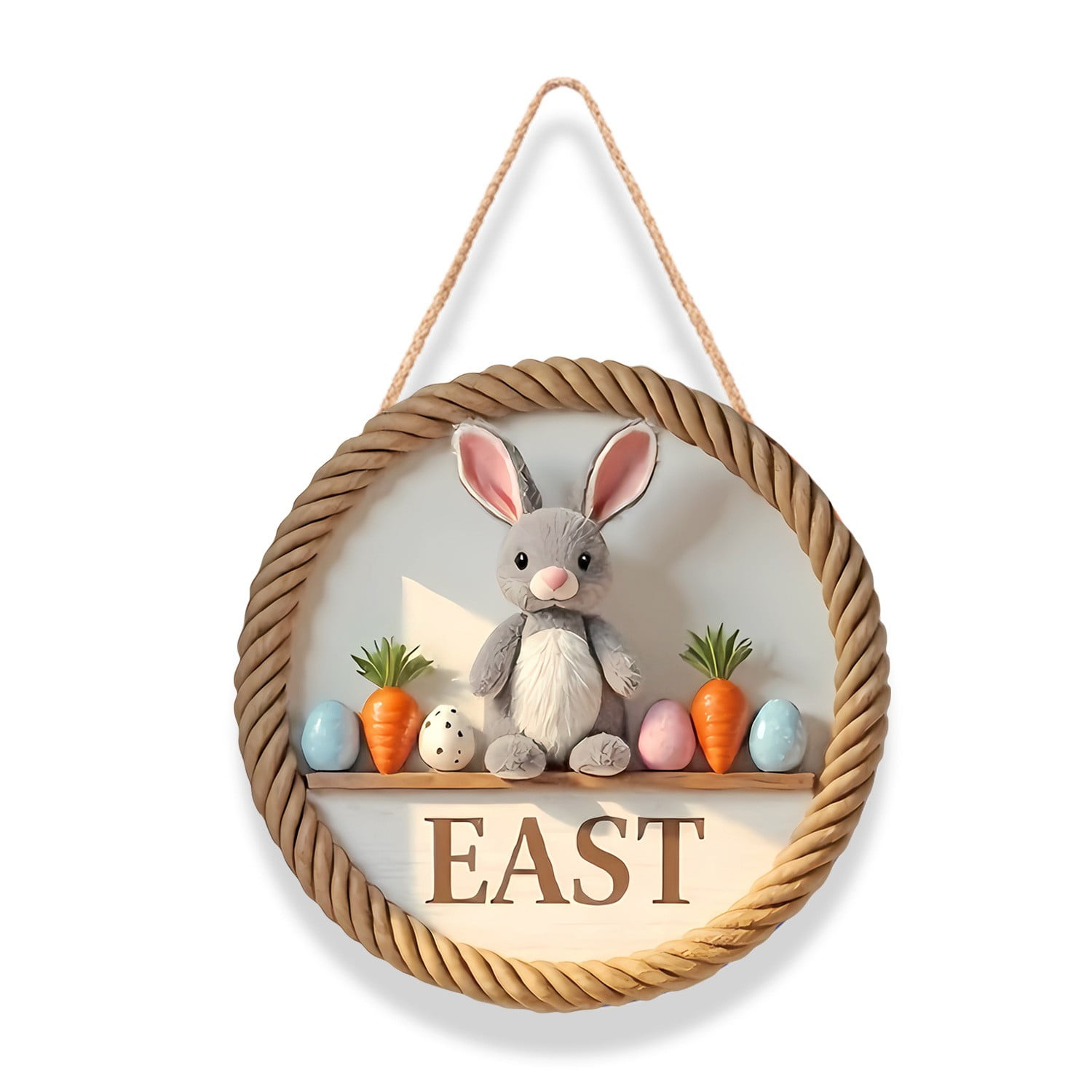 Easter Bunny Welcome Sign – Wooden Front Door Wreath with Spring ...