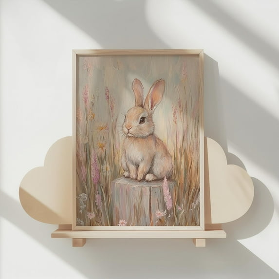 Easter Bunny Wildflower Print | Pastel Spring PRINTABLE Wall Art ...