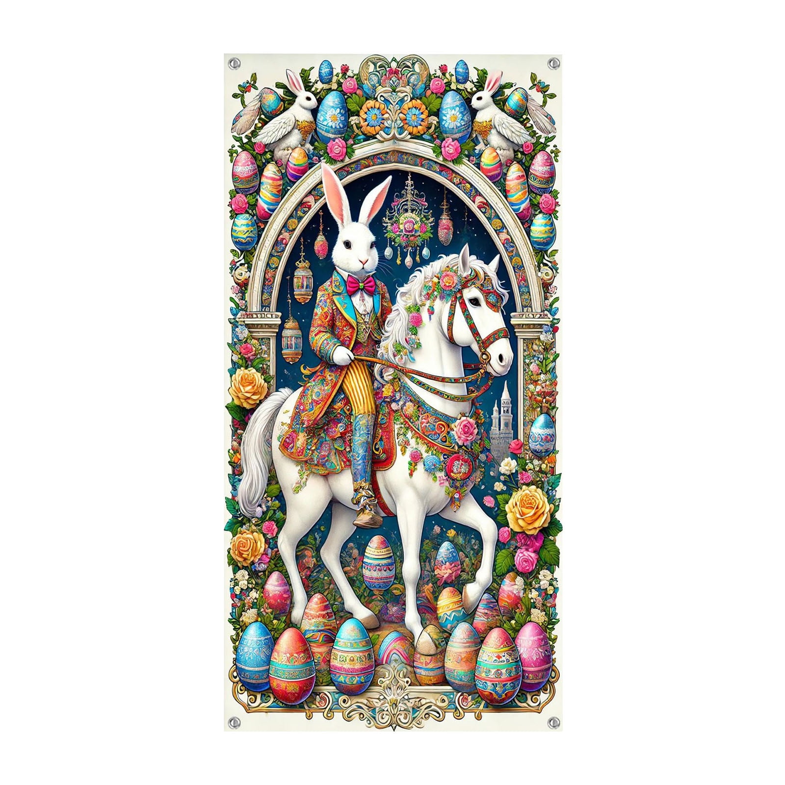 Easter Bunny Window Cover Banner 35x71 Inch Easter Decoration Bunny ...