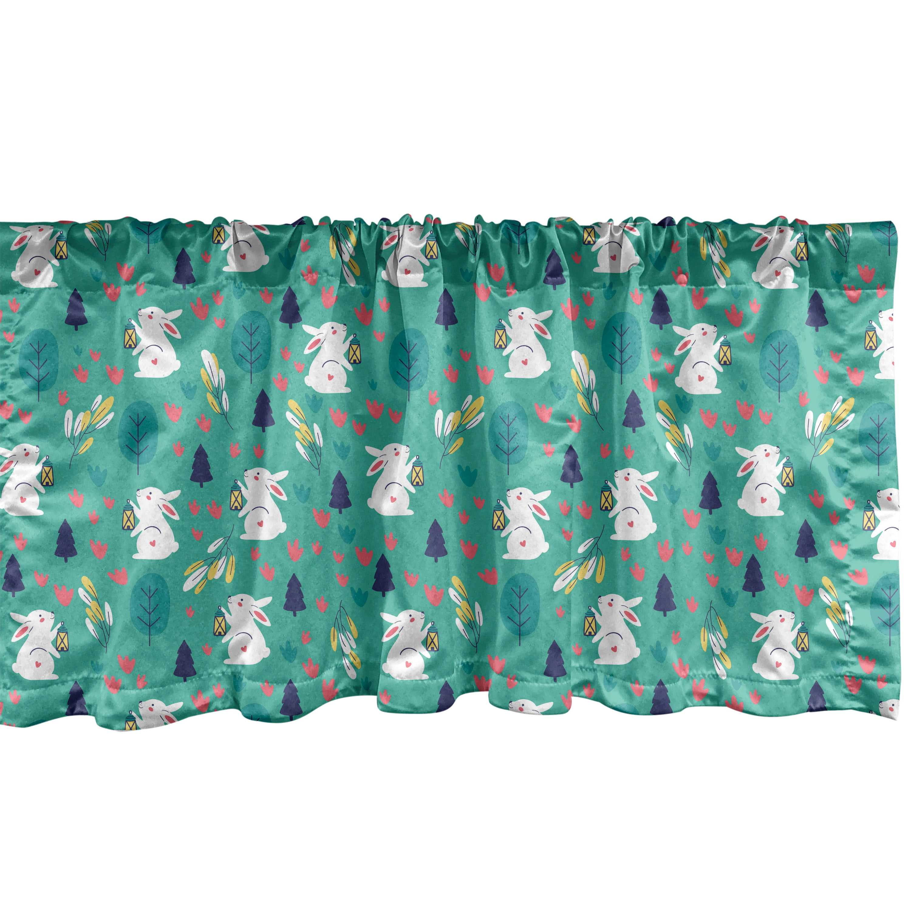 Easter Bunny Window Valance Pack of 2, Continuous Rabbit Pattern Small ...