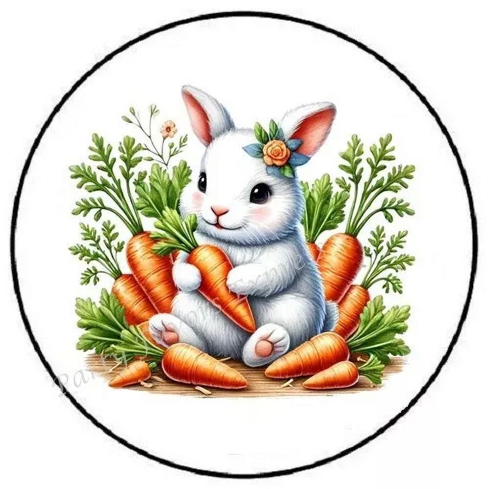 Easter Bunny With Carrots Sticker Party Favors Sticker Envelope Seals ...