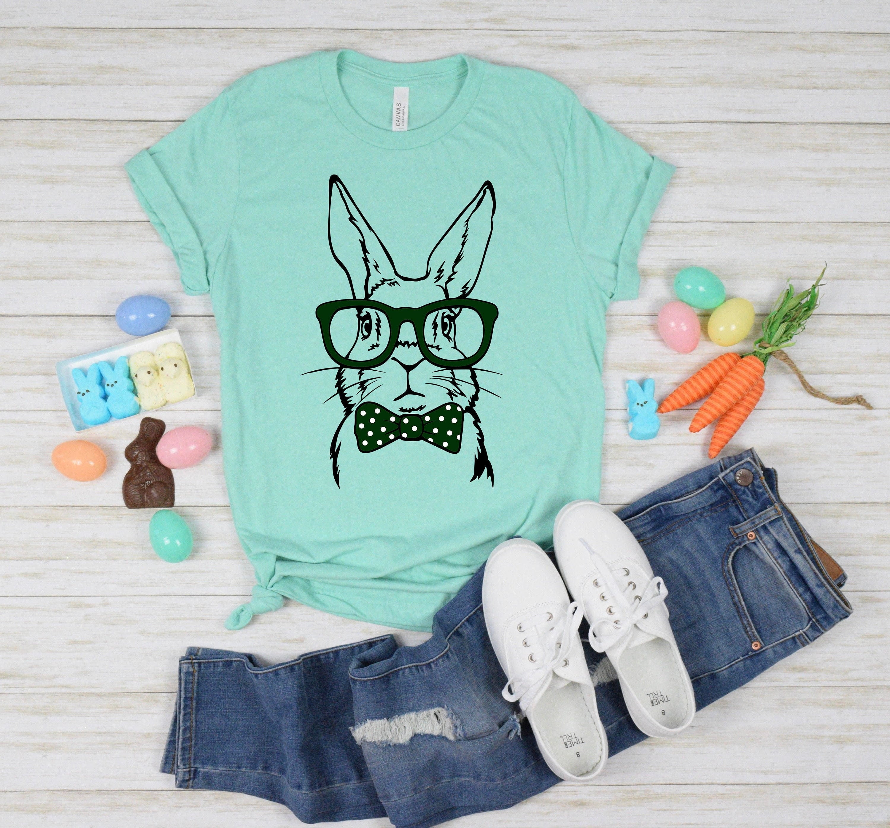 Easter Bunny With Glasses Shirt Easter Bunny Shirt Bunny With Glasses ...