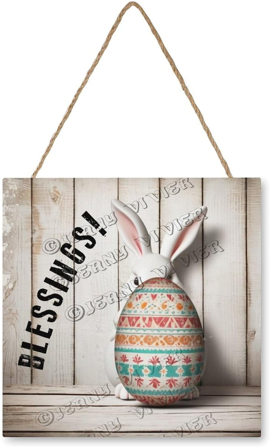 Easter Bunny Wooden Sign MDF Hanging Wood Plaques for Home Office Funny ...
