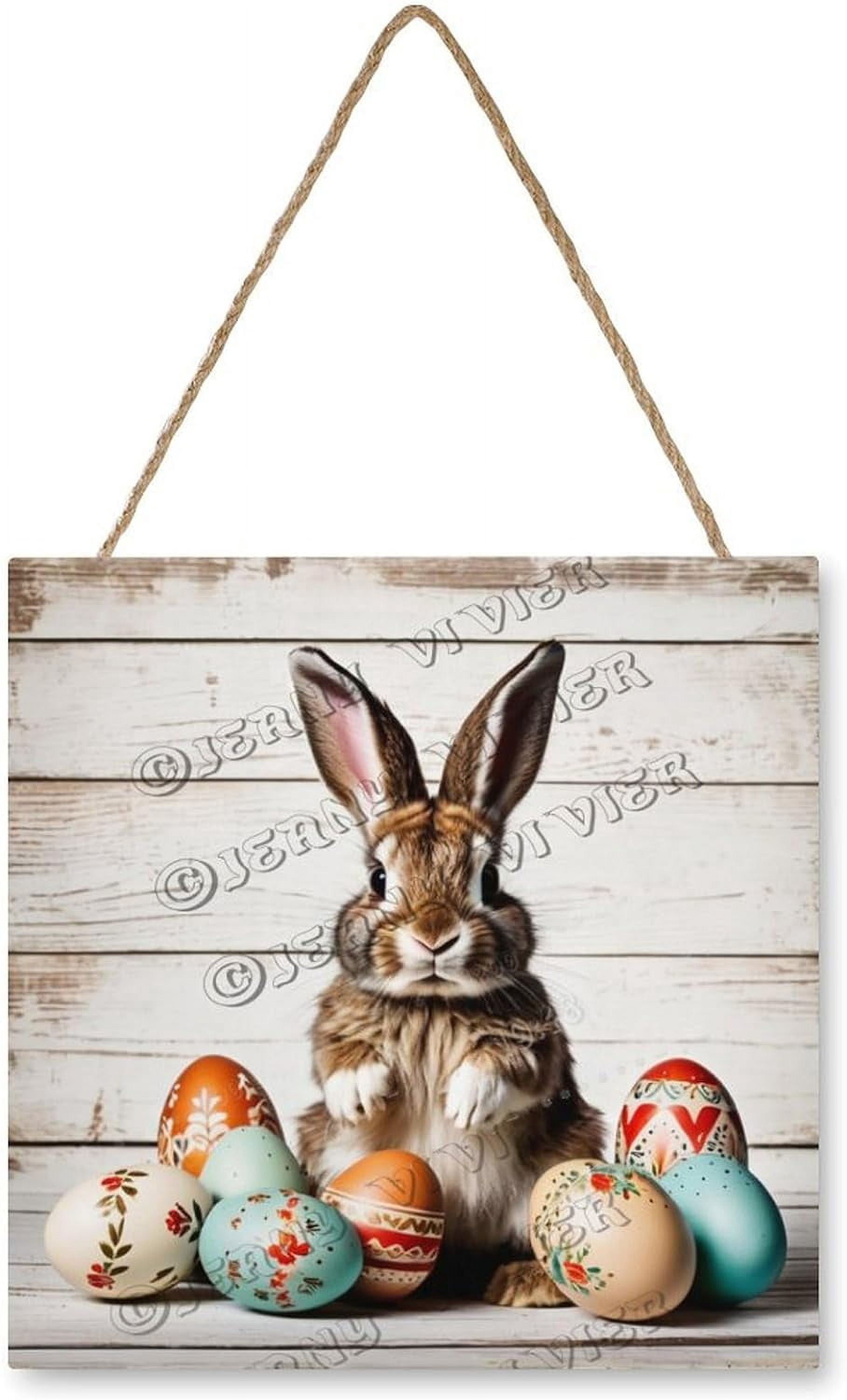 Easter Bunny Wooden Sign MDF Hanging Wood Plaques for Home Office Funny ...