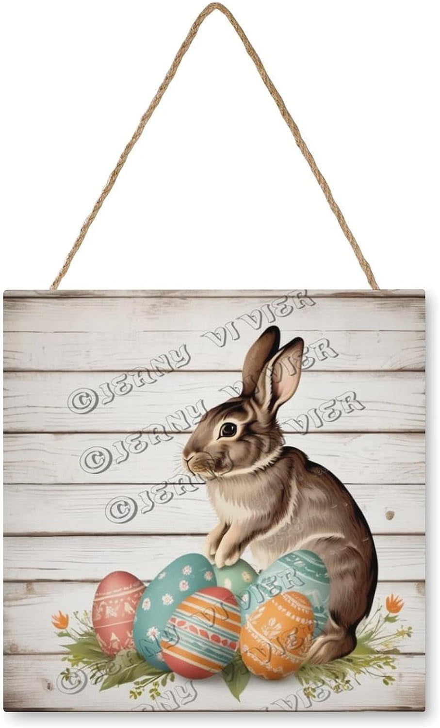 Easter Bunny Wooden Sign MDF Hanging Wood Plaques for Home Office Funny ...