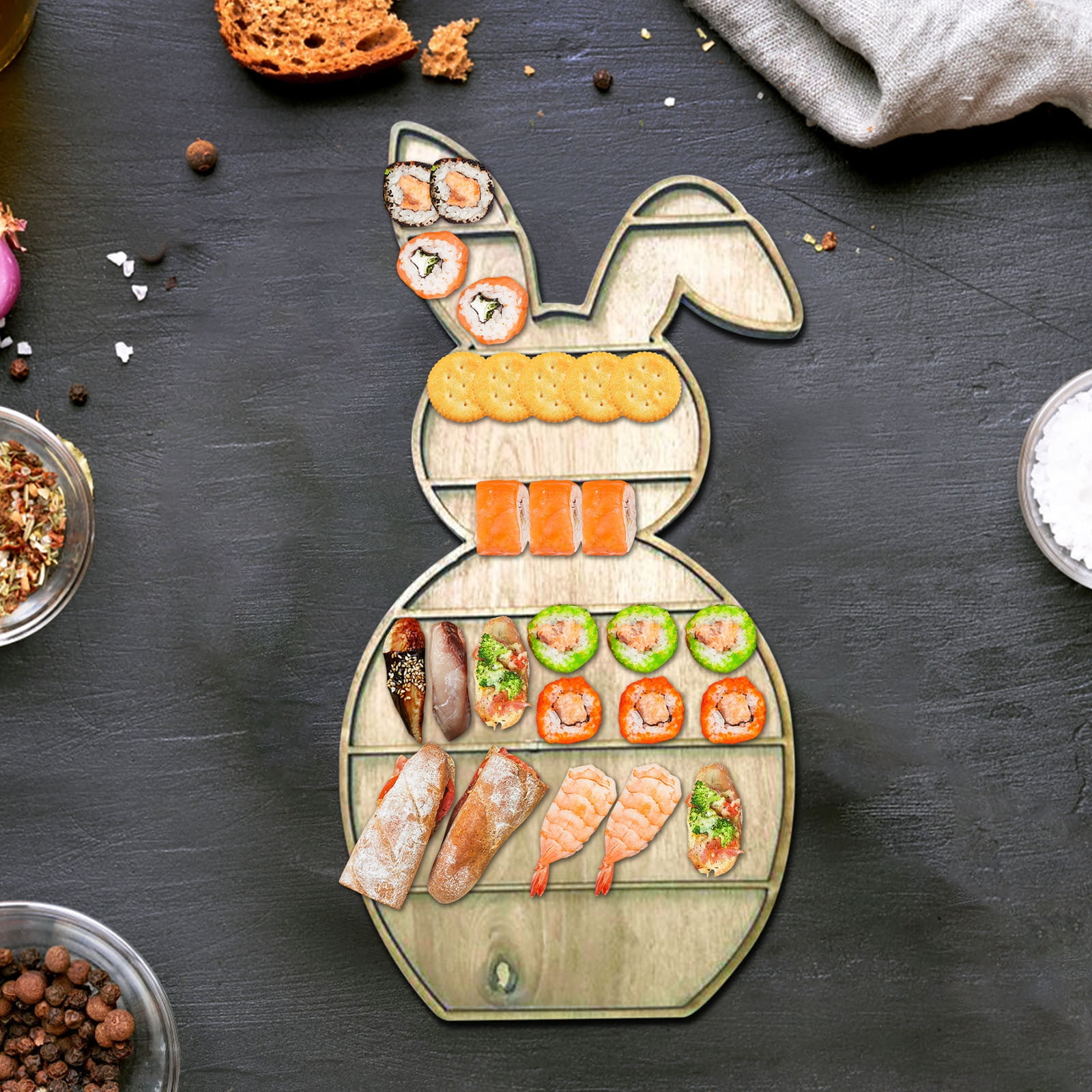 Easter Bunny Wooden Tray, Rabbit Carrot Solid Wood Cheese Board Wooden ...