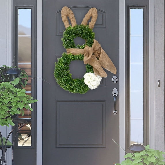 Easter Bunny Wreath, 22.83 Inch Spring Bunny Shaped Artificial Flower ...