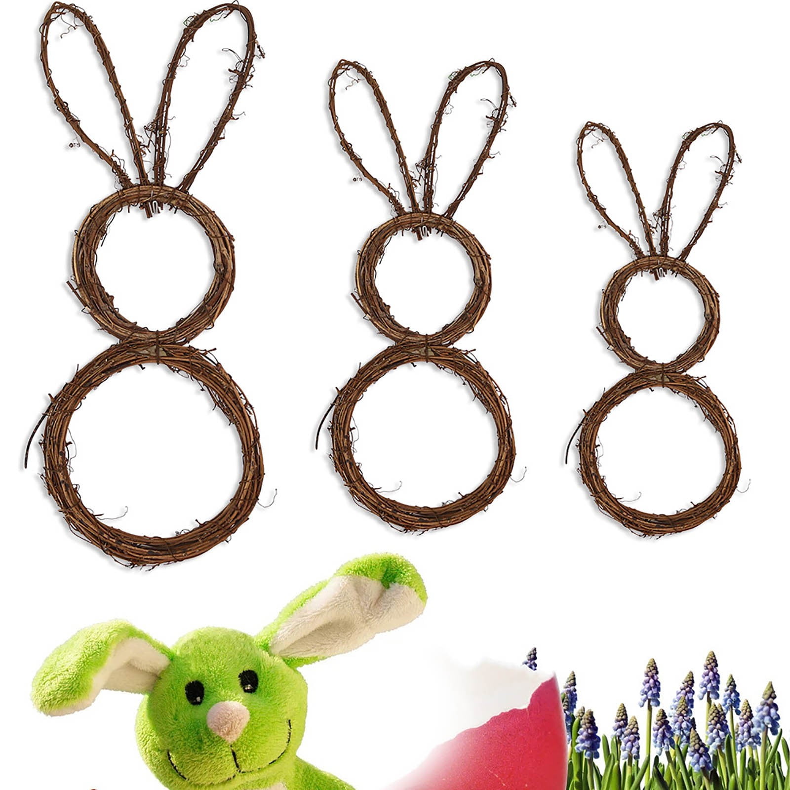 Easter Bunny Wreath Easter Decorations Grapevine Wreath Rattan Spring ...